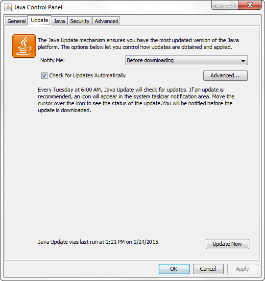Java Control Panel